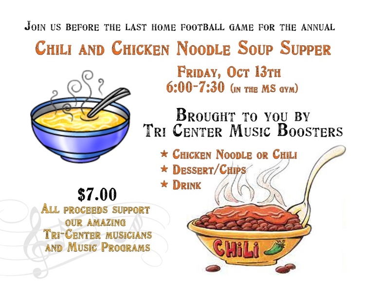 Tri-Center CSD - TC Music Boosters Chili and Chicken Noodle Soup Supper ...